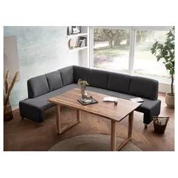 Eckbank exxpo - SOFA FASHION "Intenso, modern, wahlweise in Leder oder Textil, 264/197 cm (B/T)" Sitzbänke Gr. B/H/T: 264cm x 91cm x 197cm, Cord, Ottomane links, (langer Schenkel rechts), grau (anthrazith) hohe Bodenfreiheit, frei im Raum stellbar, hoher Sitzkomfort