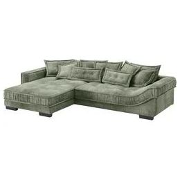 Ecksofa Inosign "Diwan II DuraFlex" Sofas Gr. B/H/T: 334cm x 67cm x 207cm, Velours, mega-Recamiere links, grün (dolce 11 green) DuraFlex-Kaltschaumpolsterung, bis 140 kg, 4 Bezugsqualitäten