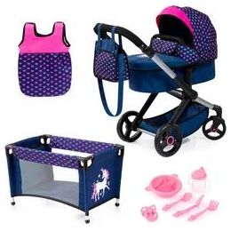 Kombi-Puppenwagen BAYER "Xeo Mega, blau/pink", bunt (blau, pink), Puppenwagen, KinderB:37cm H:73cm T:68cm, Kunststoff, Stoff, Metall, B:37cm H:73cm T:68cm