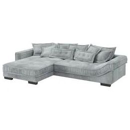 Ecksofa Inosign "Diwan II DuraFlex" Sofas Gr. B/H/T: 334cm x 67cm x 207cm, Veloursstoff, mega-Recamiere links, silberfarben (dolce 14 silver) DuraFlex-Kaltschaumpolsterung, bis 140 kg, 4 Bezugsqualitäten