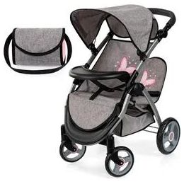 Puppen-Zwillingsbuggy BAYER "Twin Star, grau/rosa" Puppenwagen grau (grau/rosa) Kinder mit Wickeltasche