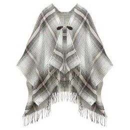 Strickponcho Lascana rosa (grau-rose) Damen Pullover modisches Karo Muster & Schnalle, Karotuch, Poncho, Cape, Schal, VEGAN