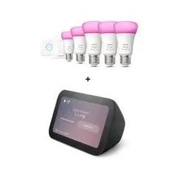 Philips Hue White & Color Ambiance E27 1100lm 5er Starter-Set + Amazon Echo Show 5 (3. Gen)