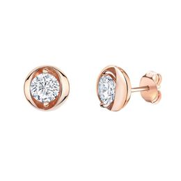 ZEEme Paar Ohrstecker &raquo;Silber 925 ros&eacute;-vergoldet mit wei&szlig;en Zirkonia-Steinen&laquo; rot + wei&szlig; one-size Edle Damen-Ohrringe aus echtem 925 Silber