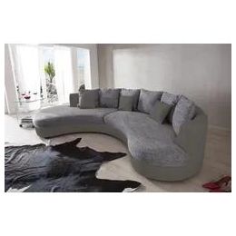 Ecksofa Inosign "Limoncello L-Form" Sofas Gr. B/H/T: 287cm x 76cm x 160cm, Kunstleder-Struktur, Ottomane links, Ottomane links, grau (grau, weiß, grau) ergonomische Form