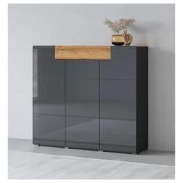 Highboard Inosign "Toledo,Breite 147,5 cm,trendige Hochkommode mit 3 Türen 1SK" Sideboards schwarz (antrazit matt/antrazit hgl-alteiche) Hochschrank mit viel Stauraum, stylische Hochglanzfronten