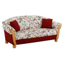 3-Sitzer Home Affaire "Milano" Sofas Gr. B/H/T: 190cm x 83cm x 81cm, Chenille, rot (rot, geblümt)