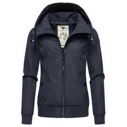 Outdoorjacke Ragwear "Jotty" Gr. L (40), blau (graublau) Damen Jacken stylische Übergangsjacke mit abnehmbarer Kapuze