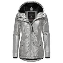 Winterjacke Ragwear "Monadde Bling" Gr. XS (34), grau (hellgrau) Damen Jacken Glänzende warme Jacke mit Kapuze