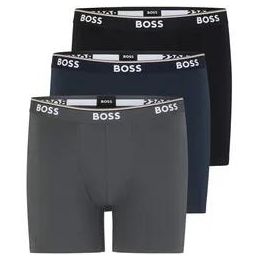 Langer Boxer BOSS Gr. 5XL, blau (open blue 462) Herren Unterhosen mit Logo-Bund