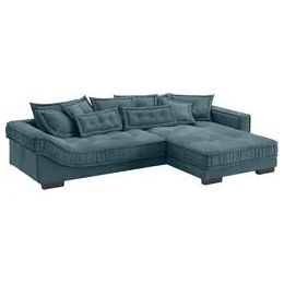 Ecksofa Inosign "Diwan II DuraFlex" Sofas Gr. B/H/T: 334cm x 67cm x 207cm, Microfaser, mega-Recamiere rechts, blau (memphis 13 petrol) DuraFlex-Kaltschaumpolsterung, bis 140 kg, 4 Bezugsqualitäten