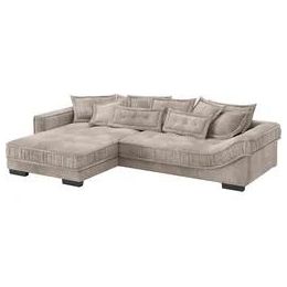 Ecksofa Inosign "Diwan II DuraFlex" Sofas Gr. B/H/T: 334cm x 67cm x 207cm, Velours, mega-Recamiere links, grau (dolce 4 taupe) DuraFlex-Kaltschaumpolsterung, bis 140 kg, Bezugsqualitäten