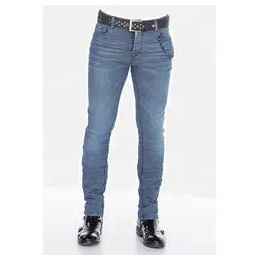 Cipo & Baxx Röhrenjeans CIPO & BAXX "Jeans" Gr. 30, Länge 34, lila (indigo) Herren Jeans mit Elasthanzusatz, CD374