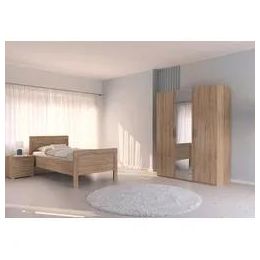 Schlafzimmer-Set Rauch "Evelyn" Schlafzimmermöbel-Sets Gr. Bett 100 x 200 cm + ohne Matratze, B/H: 100 cm x 200 cm, braun (eiche sonoma) Schrank und Bett in 2 Breiten, Nachttisch Schubladen MADE IN GERMANY