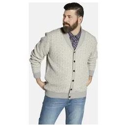 Strickjacke CHARLES COLBY "Strickjacke DUKE OSIAN" Gr. XXL, grau (hellgrau gemustert) Herren Strickjacken