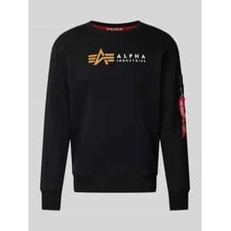 Alpha Industries Sweatshirt mit Label-Print und Reißverschlusstasche