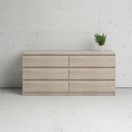 Kommode Inosign "Naia, Aufbewahrung, Schubladenschrank, Sideboard" Sideboards Gr. B/H/T: 153,8 cm x 70,1 cm x 50 cm, 6 St., braun (trüffel) Sideboard mit 6 Schubladen, Breite 153 cm, Höhe 70 cm