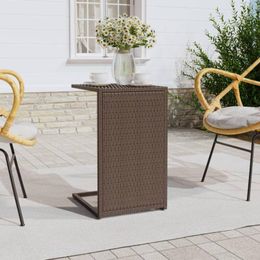 C-Tisch Braun 40x35x60 cm Poly Rattan