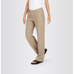 Leinenhose MAC "NORA" Gr. 44, Länge 32, beige (sanddrift melange) Damen Hosen in verkürzter Länge, temperaturausgleichend