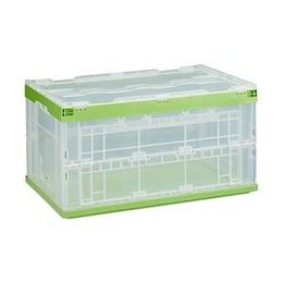 Relaxdays Klappbox 60,0 l transparent/grün 59,5 x 39,5 x 31,5 cm