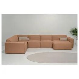 Wohnlandschaft Inosign "Clayton" Sofas Gr. B/H/T: 371cm x 70cm x 220cm, Cord, Recamiere rechts, braun (light brown) in einem trendigen Cord-Bezug, verschiedene Kombinationen verfügbar