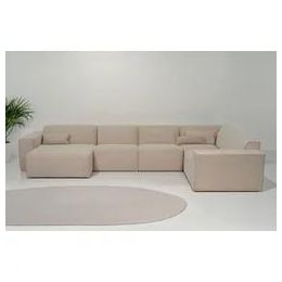 Wohnlandschaft Inosign "Clayton" Sofas Gr. B/H/T: 371cm x 70cm x 220cm, Cord, Recamiere links, beige (sand) in einem trendigen Cord-Bezug, verschiedene Kombinationen verfügbar