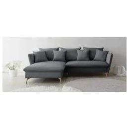 Ecksofa Andas "MERLE, 258 cm, L-Form, traumhafter Cord" Sofas Gr. B/H: 258cm x 91cm, Cord, Recamiere links, grau (anthrazit) mit Bettfunktion und Bettkasten, Liegefläche 224 x 139