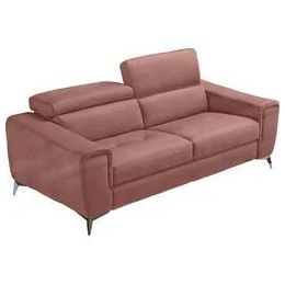 Schlafsofa Egoitaliano "Francine, Designsofa, Loungesofa mit Dauerschlaffunktion, Bettfunktion" Sofas Gr. B/H/T: 233cm x 100cm x 106cm, Luxus-Microfaser BLUSH, braun (cedar wood) hochwertiger Metallbettrahmen & Matratze, Kopfteil manuell verstellbar