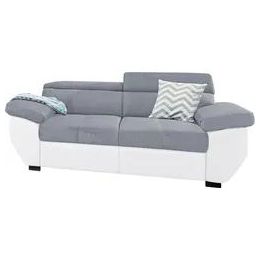 2-Sitzer COTTA "Speedway" Sofas Gr. B/H/T: 195cm x 74cm x 103cm, Kunstleder SOFTLUX-Luxus-Microfaser, mit Kopfteilverstellung, grau (weiß, grau)