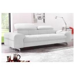 3-Sitzer COTTA "Chef" Sofas Gr. B/H/T: 232cm x 72cm x 105cm, Kunstleder SOFTLUX, mit Kopfteilverstellung, weiß (altweiß) 3-Sitzer mit eleganter Steppung, Bodenfreiheit 12,5 cm