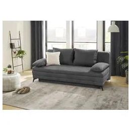 Jockenhöfer Schlafsofa JOCKENHÖFER GRUPPE "Laurin" Sofas Gr. B/T: 202cm x 105cm, Luxus-Microfaser, grau (anthrazit) als Dauerschläfer geeignet, Bettfunktion und StauraumBettkasten