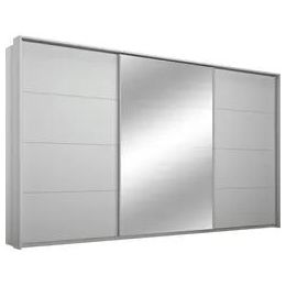 Schwebetürenschrank Rauch "Kleiderschrank Schrank Garderobe Wäscheschrank TOMA mit Passepartout" Schränke Gr. B/H/T: 368 cm x 214 cm x 64 cm, Passepartout ohne Beleuchtung, grau (seidengrau) inkl. Regaleinsatz sowie zusätzlichen Einlegeböden MADE IN GERMANY