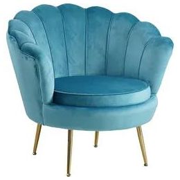 Loungesessel Salesfever "Clam" Sessel Gr. Samtvelours, B/H/T: 76cm x 78cm x 76cm, blau extravagantes Muscheldesign