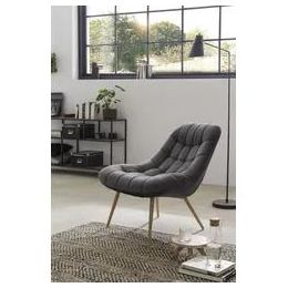 Relaxsessel Salesfever Sessel Gr. Samt-Polyester, B/H/T: 76cm x 85cm x 85,6cm, grau (grau, holzfarben) mit XXL-Steppung, schwarzen oder naturfarbenen Beinen