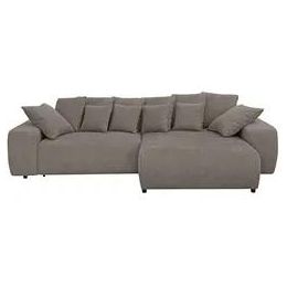 Ecksofa Home Affaire "Sundance" Sofas Gr. B/H/T: 318 cm x 87 cm x 188 cm, Struktur Chenille, ohne Bettfunktion-ohne Bettkasten-ohne Topper, grau (taupe) Dauerschläfer mit EasyBett-Schlaffunktion, Bettkasten und Topper