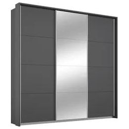 Schwebetürenschrank Rauch "Kleiderschrank Schrank Garderobe Wäscheschrank TOMA mit Passepartout" Schränke Gr. B/H/T: 211cm x 214cm x 64cm, Passepartout ohne Beleuchtung, grau (graumetallic) inkl. Regaleinsatz sowie zusätzlichen Einlegeböden MADE IN GERMANY