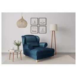 Loveseat Home Affaire "Loveseat Queenie" Sessel Gr. Samtvelours VELVET, B/H/T: 125 cm x 111 cm x 146 cm, blau mit softem, weichem Sitzkomfort, zeitloses Design, inkl. Zierkissen