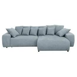 Ecksofa Home Affaire "Sundance" Sofas Gr. B/H/T: 318 cm x 87 cm x 188 cm, Struktur Chenille, ohne Bettfunktion-ohne Bettkasten-ohne Topper, blau (blaugrau) Dauerschläfer mit EasyBett-Schlaffunktion, Bettkasten und Topper