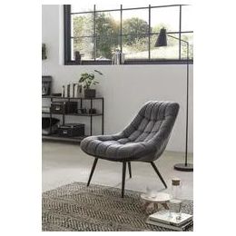 Relaxsessel Salesfever Sessel Gr. Samt-Polyester, B/H/T: 76cm x 85cm x 85,6cm, grau (grau/schwarz) mit XXL-Steppung, schwarzen oder naturfarbenen Beinen