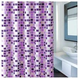 Duschvorhang MSV "Premium Mosaico", lila (violet), B:180cm H:200cm, Polyester, Duschvorhänge, Höhe 200 cm