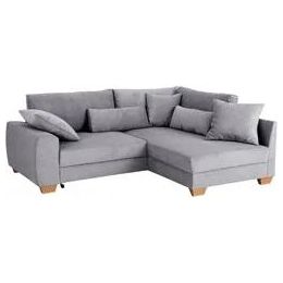 Ecksofa Home Affaire "Helena II, L-Form" Sofas Gr. B/H/T: 227 cm x 77 cm x 190 cm, Luxus-Microfaser weich, Ottomane rechts, ohne Bettfunktion, grau Mit Federkern, wahlweise mit Bett und Taschenfederkern