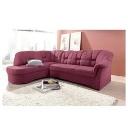 Ecksofa DOMO collection "Papenburg L-Form" Sofas Gr. B/H/T: 241cm x 84cm x 178cm, Microfaser PRIMABELLE, Ottomane links, ohne Bettfunktion, rot mit Ottomane, wahlweise Bettfunktion