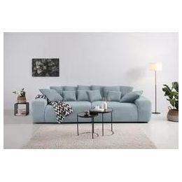 Big-Sofa Home Affaire "Sundance II" Sofas Gr. B/H/T: 318 cm x 85 cm x 142 cm, Struktur Chenille, blau (blaugrau) Dauerschläfer mit Hygiene-Topper bis 140 kg belastbar