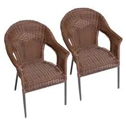 Gartensessel Merxx "Ravenna" Sessel Gr. B/H/T: 61 cm x 87 cm x 67 cm, braun 2er Set, Polyrattan, stapelbar,