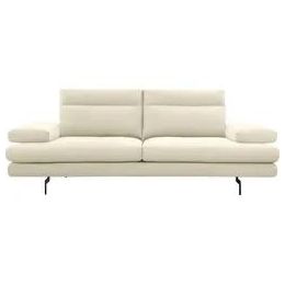 3,5-Sitzer Calia italia "Toby Wing, italienisches Designsofa, super bequem, Megasofa" Sofas Gr. B/H/T: 228cm x 90cm x 113cm, Microfaser MARIO, mit Sitztiefenverstellung-mit Armlehnenverstellung, weiß (avorio mario) inkl. Sitztiefenverstellung und Armteilfunktion, Füße in Schwarz matt