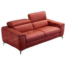 Schlafsofa Egoitaliano "Francine, Designsofa, Loungesofa mit Dauerschlaffunktion, Bettfunktion" Sofas Gr. B/H/T: 233cm x 100cm x 106cm, Luxus-Microfaser Lederoptik, rot (marsala) hochwertiger Metallbettrahmen & Matratze, Kopfteil manuell verstellbar