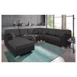 Wohnlandschaft Inosign "U-Form" Sofas Gr. B/H/T: 324cm x 94cm x 90cm, Microfaser PRIMABELLE-Struktur, Recamiere links, schwarz (schwarz, dunkelgrau)