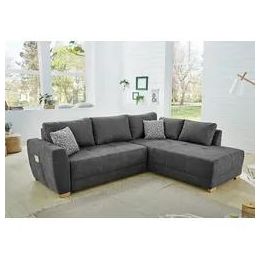 Jockenhöfer Ecksofa JOCKENHÖFER GRUPPE "Luzern L-Form" Sofas Gr. B/H/T: 254cm x 87cm x 208cm, Luxus-Microfaser, Ottomane beidseitig montierbar, grau (dunkelgrau) mit Bettfunktion und geräumigen Bettkasten