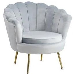 Loungesessel Salesfever "Clam" Sessel Gr. Samtvelours, B/H/T: 76 cm x 78 cm x 76 cm, grau (hellgrau) extravagantes Muscheldesign