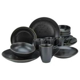 Kombiservice Creatable "Geschirr-Set Industrial" Geschirr-Sets Gr. 16 tlg., goldfarben (schwarz, goldfarben) Service, schwarze, Goldrand, 16 Teile, für 4 Personen